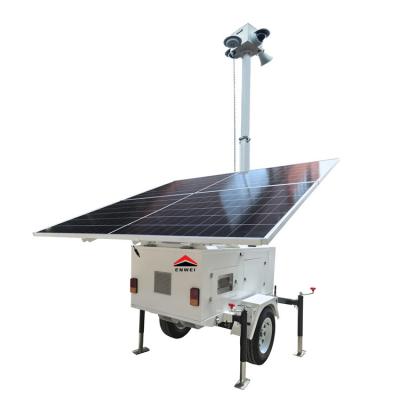 China Telecamera di sicurezza di sorveglianza solare trailer Torre di luce solare per illuminazione notturna esterna for sale