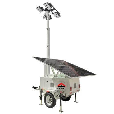 Torre de Luz Solar Móvel com Mastro de 6m para Iluminação Noturna em Canteiros de Obras