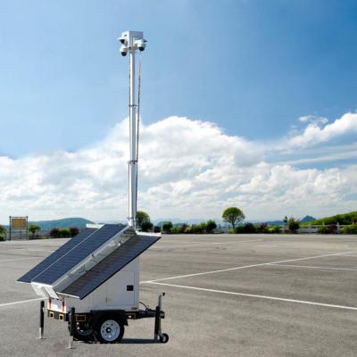 China Mobile Security trailer with 3 solar panels for parking lot sueveillance for sale