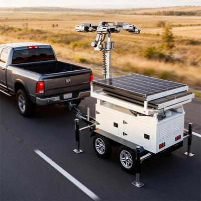 China Solar CCTV Security Trailer With 8*300W Solar Panel IP66 Waterproof Casing For Construction Works for sale