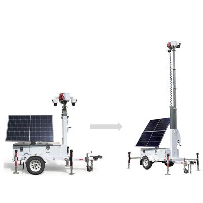 China Solar Security Trailer With Foldable Rotatable Solar Panels For Construction Sites Surveillance for sale