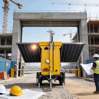 China 3*400W Solar Panels Camera Cctv Trailer Solar Power Camera Trailer For Urban Road Construction for sale