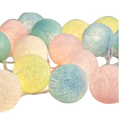 China Colorful cotton ball battery powered decorative led string for sale