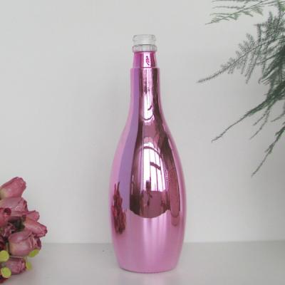 China New production 750ml pink  eletroplating champagne glass bottle for sale