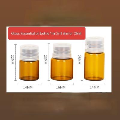 China 1ml 2ml 3ml Amber glass mugwort  essential oil bottle for sale