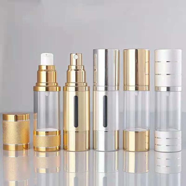 Quality 15ml 20ml 30ml 50ml 100ml  airless window bottle covered with Silver Gold aluminum for sale
