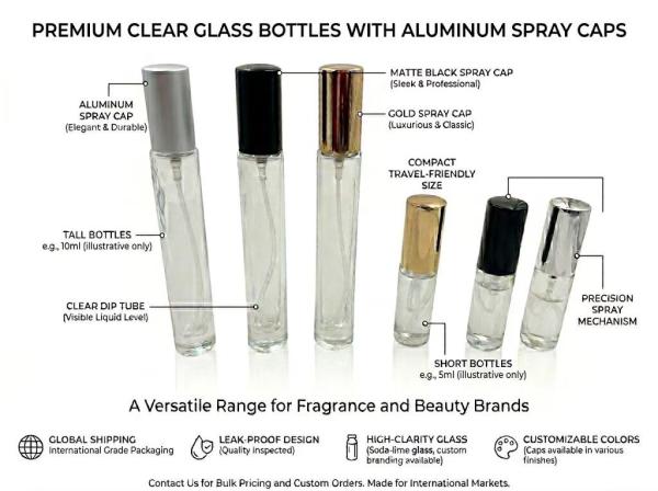 Quality Premium Thick-Wall Glass Perfume Bottle with Electroplated Aluminum Sprayer 3ml 5ml 8ml 10ml 15ml 20ml 30ml for sale