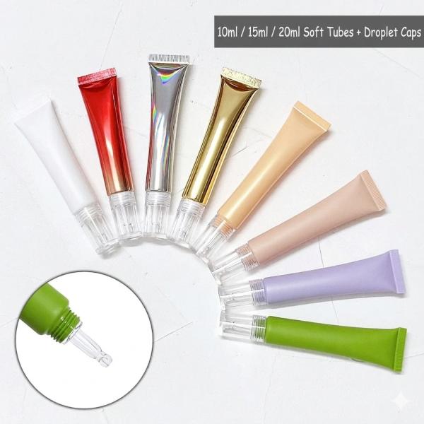 Quality Empty Refillable Cosmetic Squeeze Sunscreen Tube with Precision Dropper Tip & PETG Clear Cap – Available in 10ml, 15ml, 20ml,30ml,50ml etc. for sale