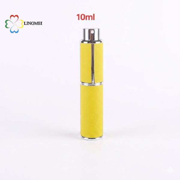 Quality Premium 10ml Leather Rotating Perfume Atomizer – Refillable Travel Spray Bottle for sale