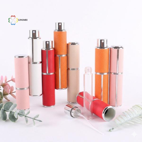 Quality Premium 10ml Leather Rotating Perfume Atomizer – Refillable Travel Spray Bottle for sale
