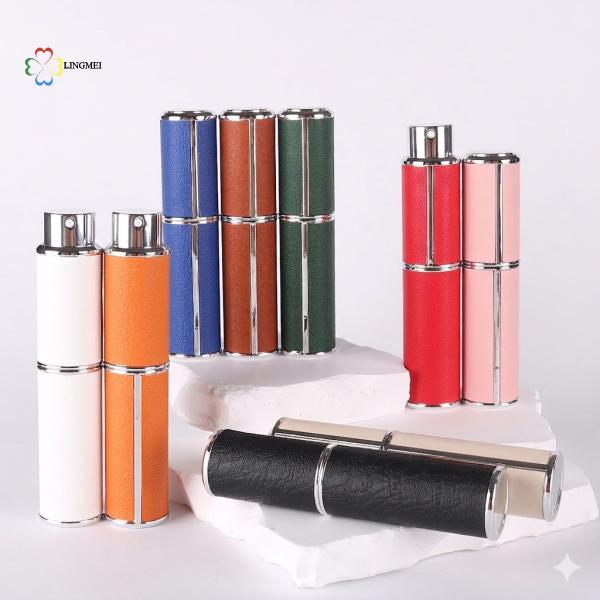 Quality Premium 10ml Leather Rotating Perfume Atomizer – Refillable Travel Spray Bottle for sale