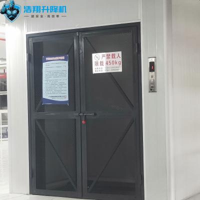 China Safety And Efficiency Indoor Perforated Metal Protection Net Guardrail Hydraulic Elevator for sale
