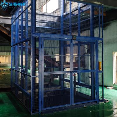 China 2t 3stop CE Approved Cargo Lift Platform Freight Elevator Cage Lift in Warehouse for sale
