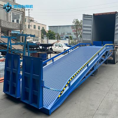 China Heavy Duty Steel Yard Ramp Adjustable Height Dock Loading Ramp 10-15 Tons for sale