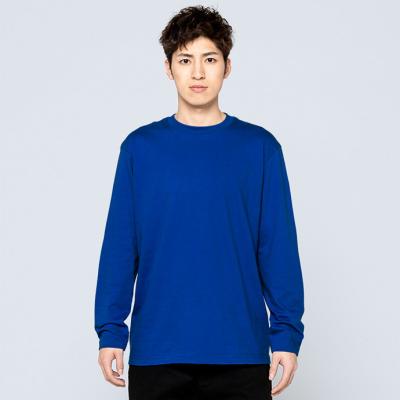 Cina Manica lunga unisex 100% della manica degli abiti sportivi del cotone su ordinazione lungo di logo intorno alla maglietta felpata del collo in vendita
