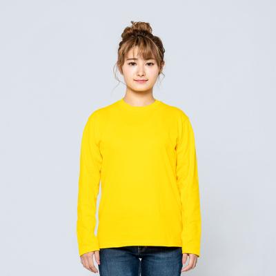 Cina Manica lunga unisex 100% della manica degli abiti sportivi del cotone su ordinazione lungo di logo intorno alla maglietta felpata del collo in vendita