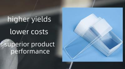 중국 초백색 현미경 슬라이드 유리 베이스 재료 일관된 두께 공차 연필 경도 9H 판매용