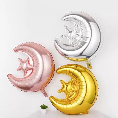 Moslemisches Eid Al-Fitr Hari Raya Ramadan-Mond-Stern-Aluminiumfolie-Ballon-Geschenk-Spielzeug 24Inch