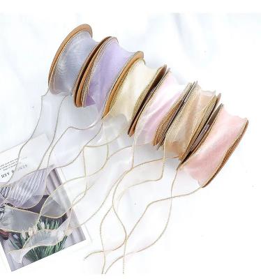 China Organza Ribbon For Gift Wrap Flower Packaging Solid Color Fishtail Yarn Ribbon Satin for sale