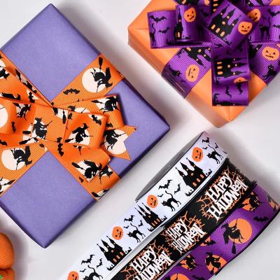 中国 グロスグレーン プリント ハロウィーンのリボン ロゴ付き ギフト包装パーティー飾り 販売のため