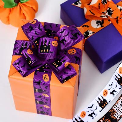 中国 グロスグレーン プリント ハロウィーンのリボン ロゴ付き ギフト包装パーティー飾り 販売のため