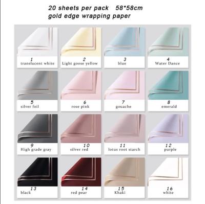 中国 ギフトパッケージング 花屋 花束 包装紙 ゴールデンボーダー ローズ 韓国様 半透明 販売のため