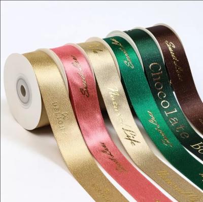 Cina Polyester Custom Logo Ribbon Roll Gift Wrap Decorato Con Luxury Ribbons Per Gift Wrap in vendita