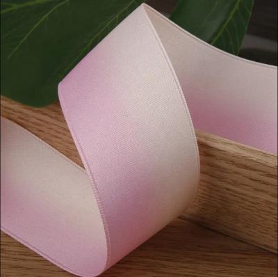 China Two Tone Polyester-Cotton Print Satin Ribbon Hair Bows Material Accessories Gift Flower Wrap for sale