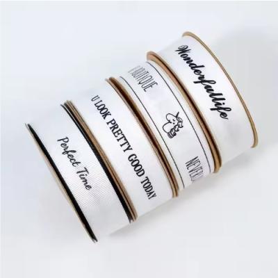 China Customized Length Eco-Friendly Polyester Ink Printed Grosgrain Satin Ribbon for Luxury Decorations and Gifts for sale