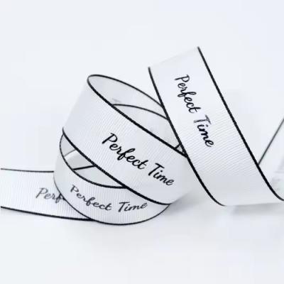China Customized Length Eco-Friendly Polyester Ink Printed Grosgrain Satin Ribbon for Luxury Decorations and Gifts for sale