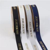 China Polyester Tuff Printed Ribbon Roll Double Solid Color Eco-friendly Gold Foil Logo for sale