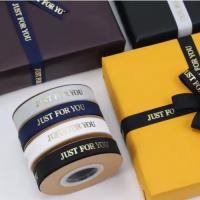 China Polyester Tuff Printed Ribbon Roll Double Solid Color Eco-friendly Gold Foil Logo for sale