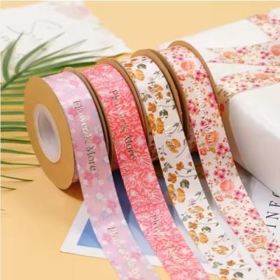 Ruban d'emballage cadeau en polyester imprimé sur mesure Ruban satiné pour bouquet écologique