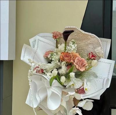 China Pearl Pattern Waterproof Korean Paper Ouya Paper Fresh Flower Wrapping Paper DIY Floral Material Bouquet Wrapping Paper for sale