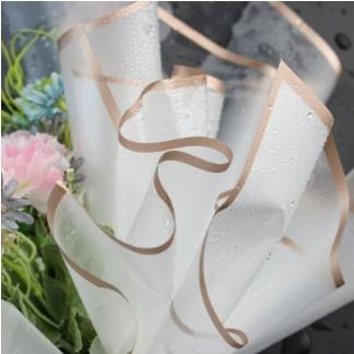 China Película de geleia de borda de ouro impermeável papel fosco papel de embrulho de flores buquê de flores arte dia da mãe papel de embrulho de flores à venda