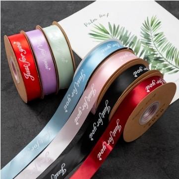 China Personalize 10mm Decoração Regalo Flores Embalagem Torta Faixa letras inglesas impressas Bouquet Fios de poliéster à venda