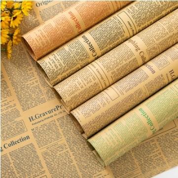 Cina 50*70cm carta da imballaggio di fiori in stile giornale inglese vintage per imballaggio regalo in vendita