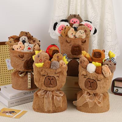 China Capybara Doll Bouquet Happiness Holiday Gift Plush Cute Birthday Toy Hug Bucket Decoration Arrangement for sale