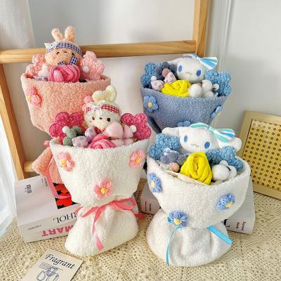 China DIY Plush Doll Small Fragrance Style Bouquet Doll Cartoon Cute Cinnamon Dog Birthday Gift Accessories Handbag for sale