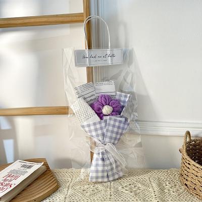 China Single Bouquet Valentine's Day Gift Creative Large Handmade Fabric Puff with Light and Plush Flowers for sale