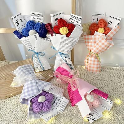 China Single Bouquet Valentine's Day Gift Creative Large Handmade Fabric Puff with Light and Plush Flowers for sale