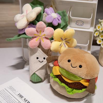 China Comfort Companionship Hamburger Plush Toy Soft Cute 15x28cm Food Series Stuffed Animal for Flower Variety Bouquet Gift for sale