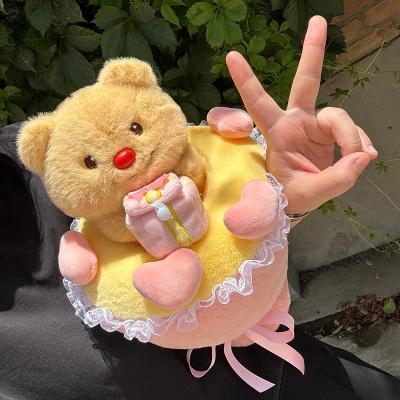 China Adorable Plush Butter Bear Flower Bouquet 20x40cm for Celebrating Graduation Birthday or Children's Day for sale