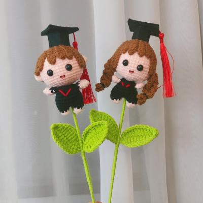 China Graduation Season Flower Bouquets Handmade with Boys Girls and Animal Motifs in Knitted Pile for sale
