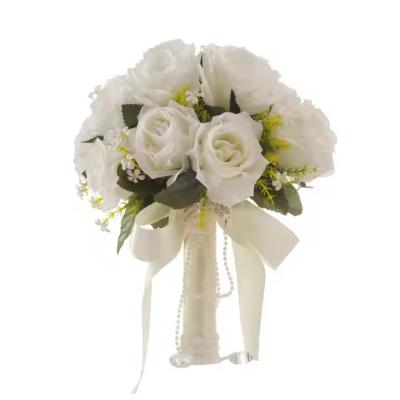 China Wholesale Silk Rose Flower Bouquet Decorative Wedding Flowers Bridal Bouquets for sale