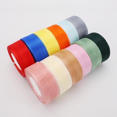 China Korean style chiffon chiffon ribbon, solid color chiffon ribbon, cake gift box, flower packaging, decorative ribbon, bow tie, ribbon tie for sale
