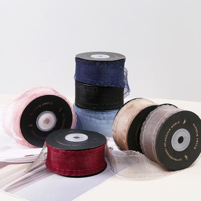 China Korean version transparent ribbon, snow gauze, snow textile, silk ribbon, colorful ribbon, cloth strip, bouquet packaging, DIY gift material for sale
