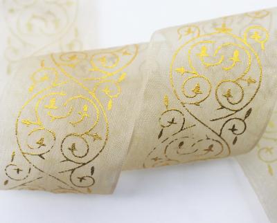 China Manufacturer customized 3.8cm wedding clothing, flower packaging, hot stamping, Korean gauze belt, handmade DIY gift packaging, gauze belt for sale
