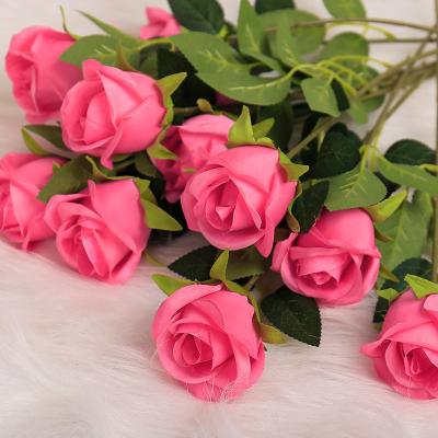 China Artificial snow mountain rose single red artificial flower wedding home Valentine's Day decoration tactile bouquet artificial flower for sale