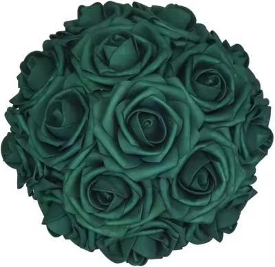 China Bulk Dark Emerald Green Roses Artificial Flowers with Stem for DIY Wedding Bouquets Centerpieces Arrangements Kissing Ball for sale